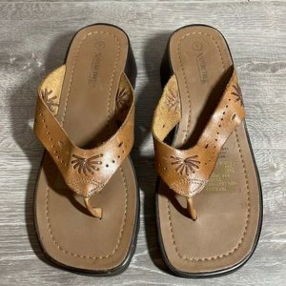 Bags | Nature Trek Brown Leather Flip Flop Sandals 7 | Poshmark